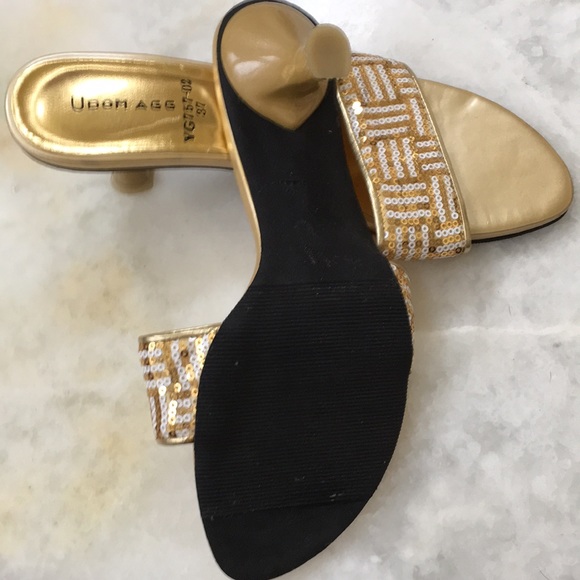 Udom Agg | Shoes | Udom Agg Gold White Sequin Slip On | Poshmark